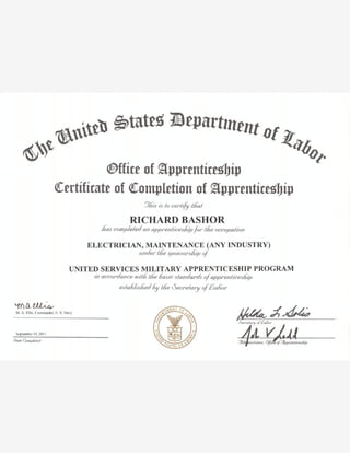 Dept of Labor Electrical Journeyman Cert | PDF