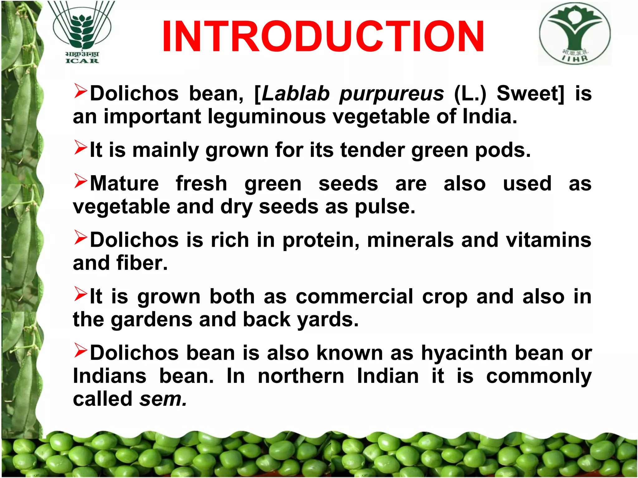 Dolichos seed production | PPT
