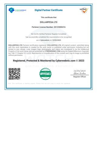 Dollarpesa - Cyberwebnic Partner copyright certificate.pdf