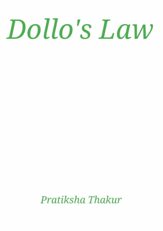 Dollo's Law / Law of Irreversibility | PDF