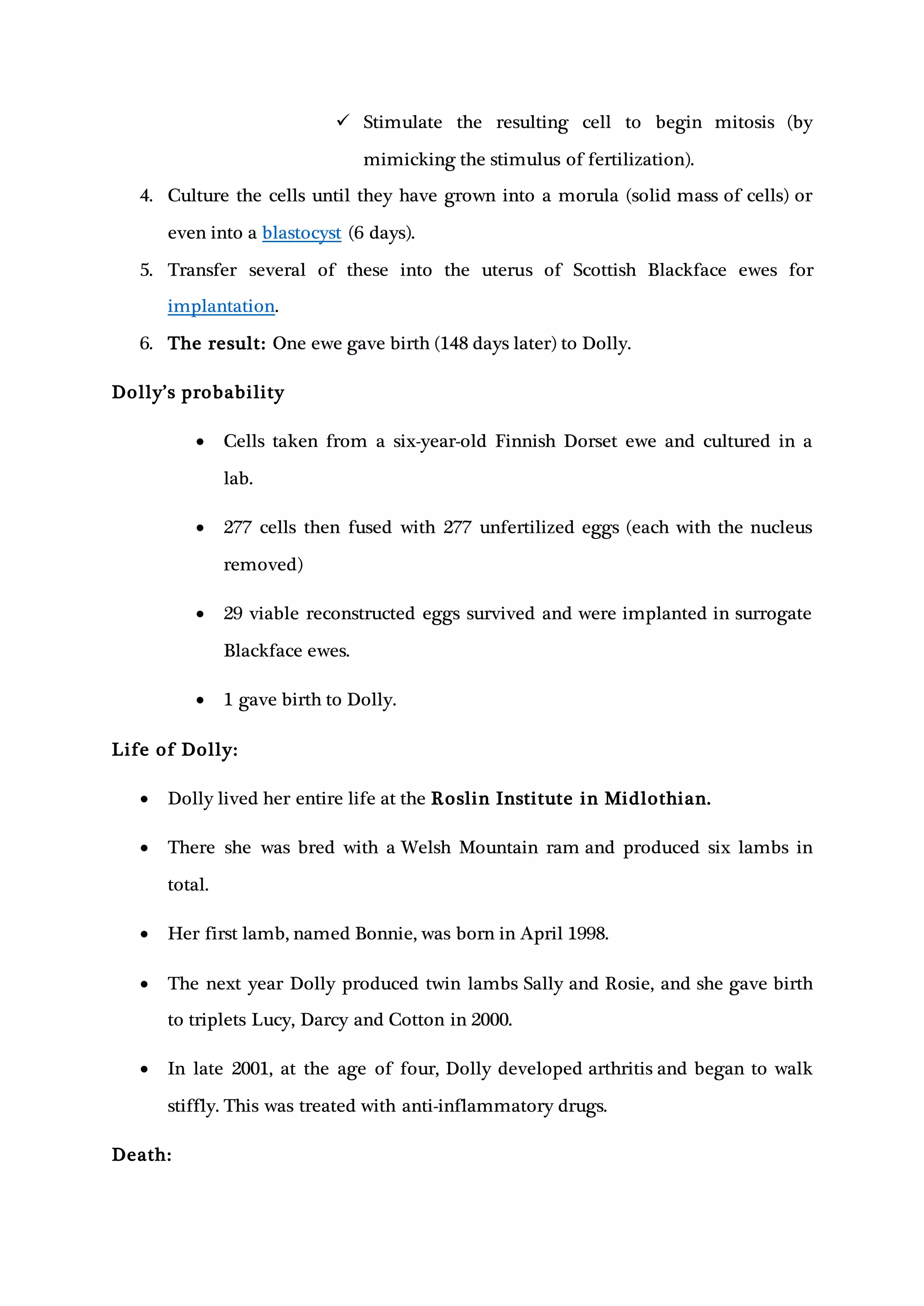 Dolly-The Cloned Sheep | DOCX