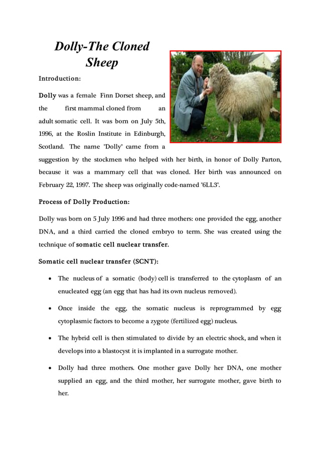 Dolly-The Cloned Sheep | DOCX