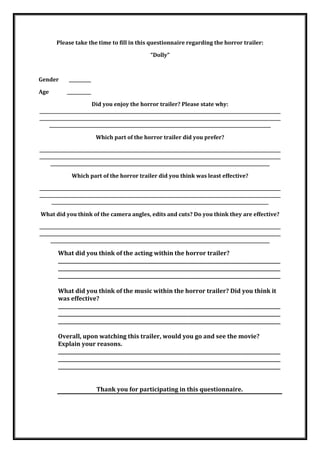 Dolly Questionnaire (open) | PDF