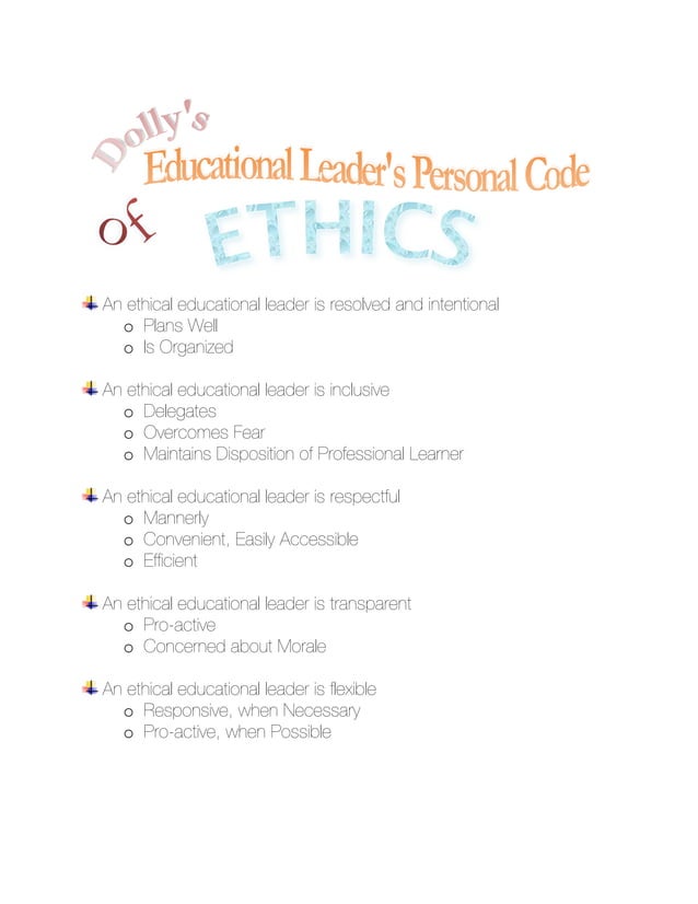 Dollys personal code of ethics | PDF | Professional School ...