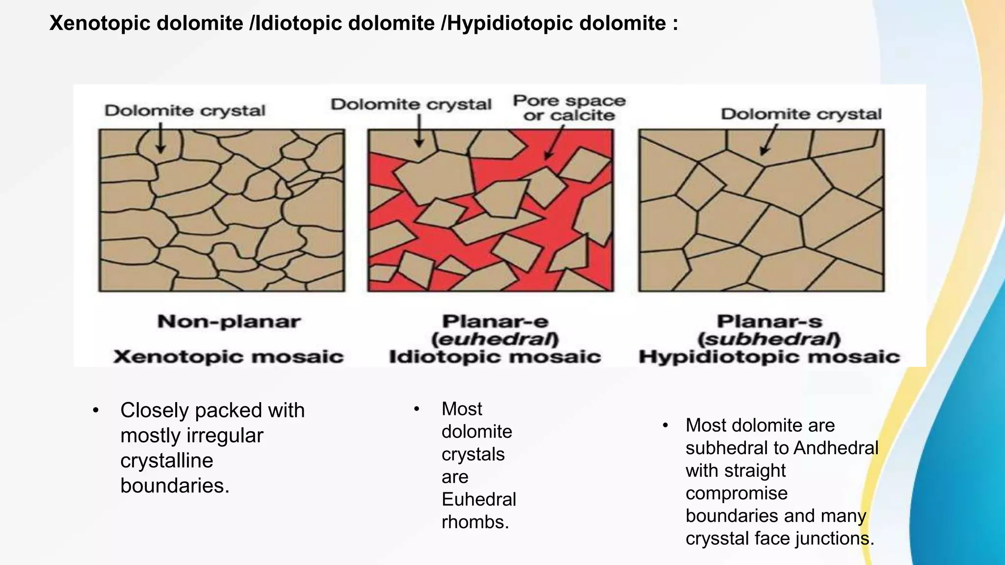 Dolomite petrography in carbonate sedimentary | PPTX | Geology | Science