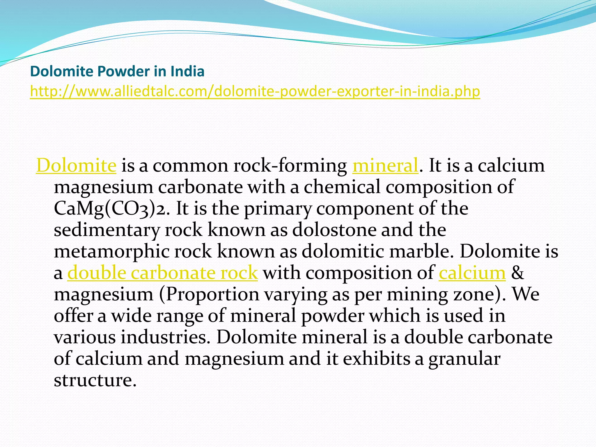 Dolomite powder in india | DOCX