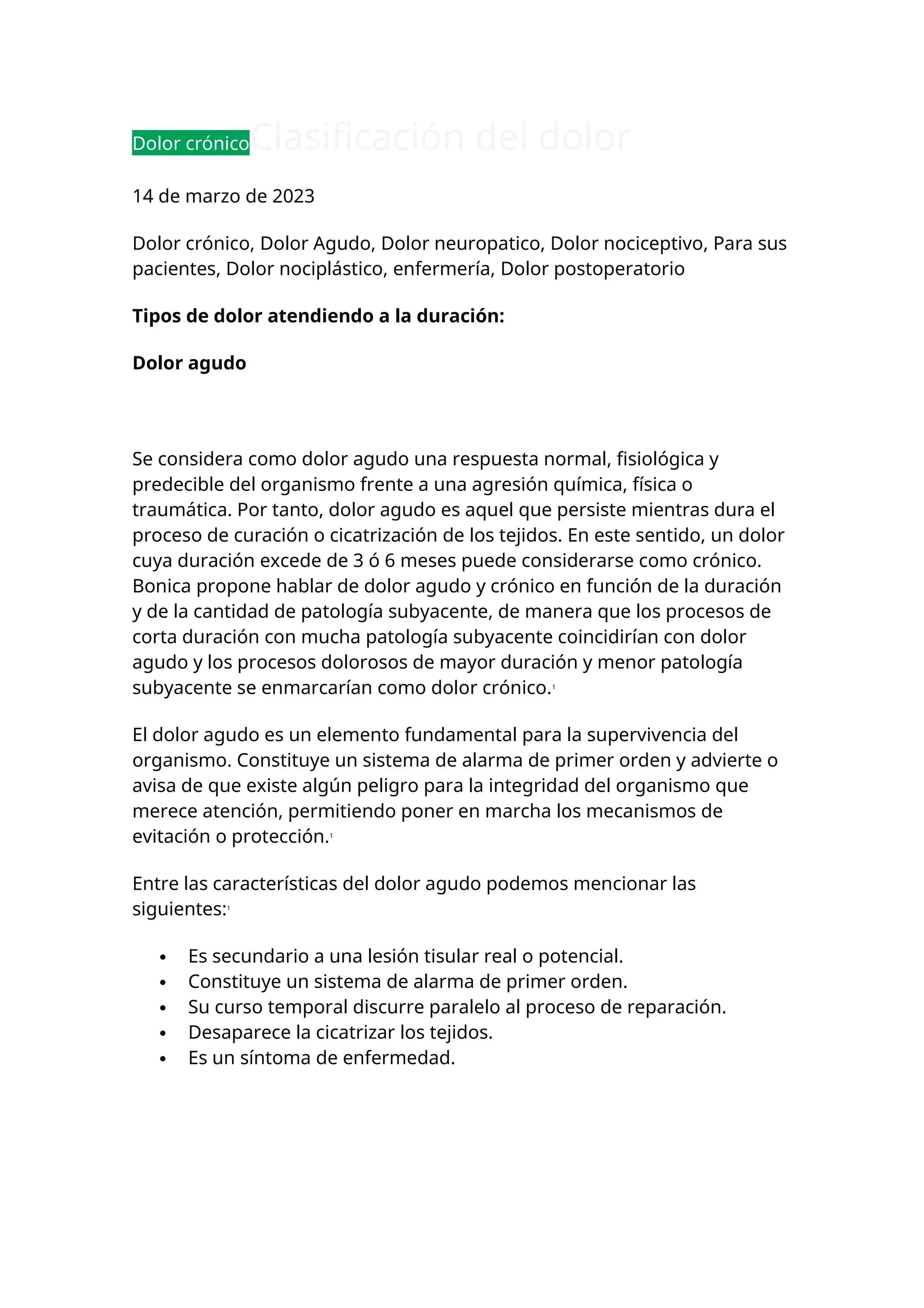 Dolor crónicoClasificación del dolor.docx