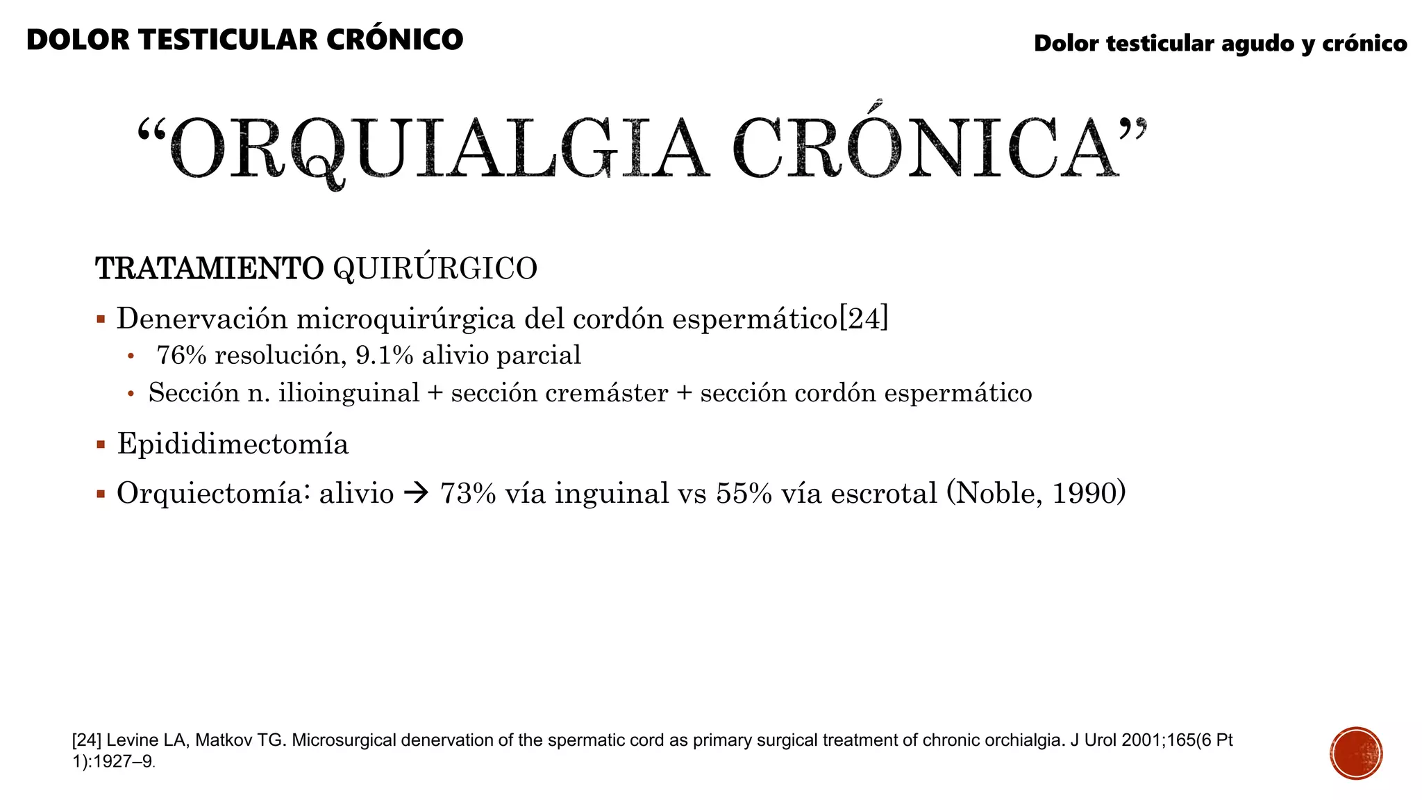 Dolor testicular agudo y crónico (Testicular Pain. Acute and Chronic ...