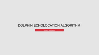 Dolphin Echolocation Optimization Algorithm | PPTX