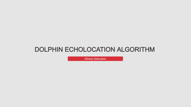 Dolphin Echolocation Optimization Algorithm | PPTX