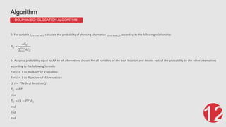 Dolphin Echolocation Optimization Algorithm | PPTX