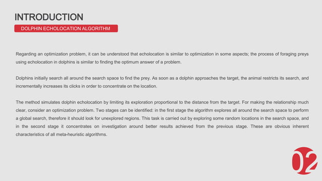 Dolphin Echolocation Optimization Algorithm | PPTX