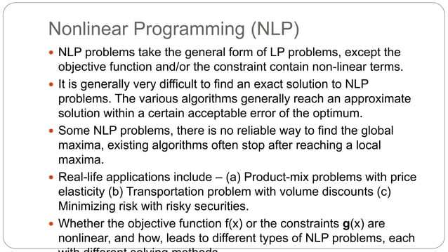 NON LINEAR PROGRAMMING | PPTX | Computing | Technology & Computing