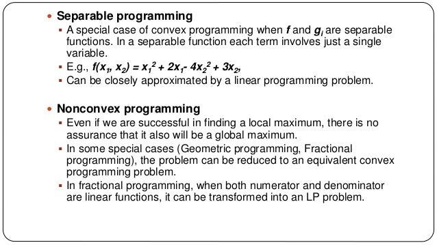 NON LINEAR PROGRAMMING
