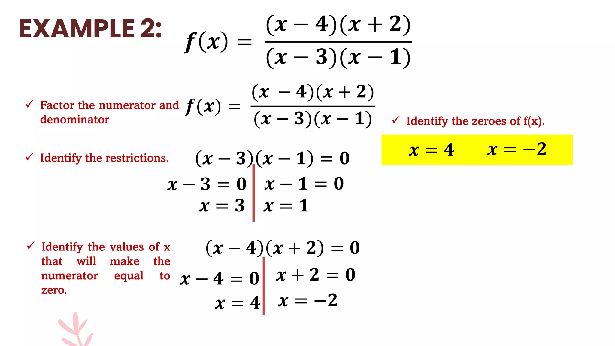 Domain Range Intercepts Zeros And Asymptotes Of Rational Functionpptx Physics Science