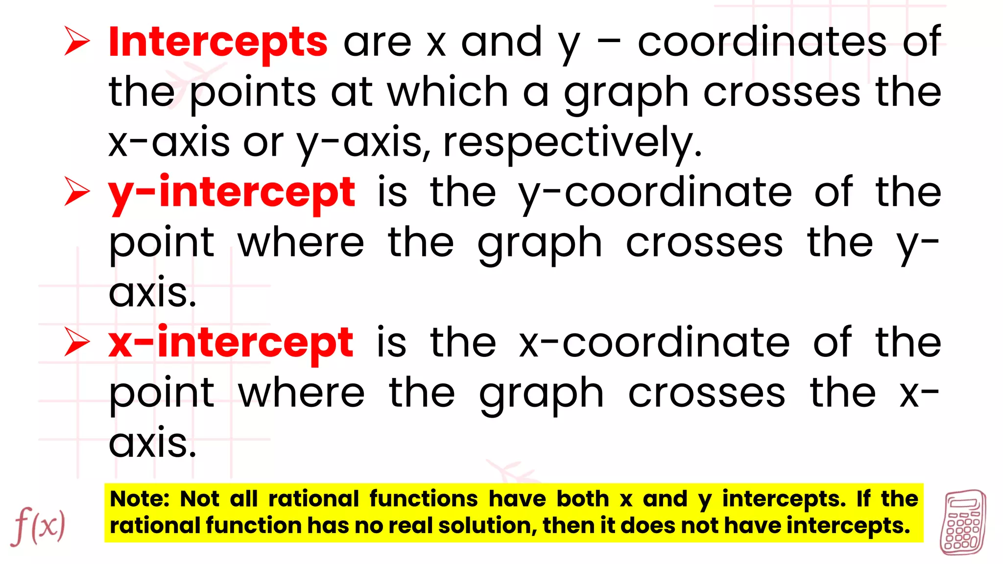 Domain Range Intercepts Zeros And Asymptotes Of Rational Functionpptx Physics Science