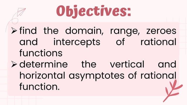 Domain Range Intercepts Zeros And Asymptotes Of Rational Functionpptx Physics Science