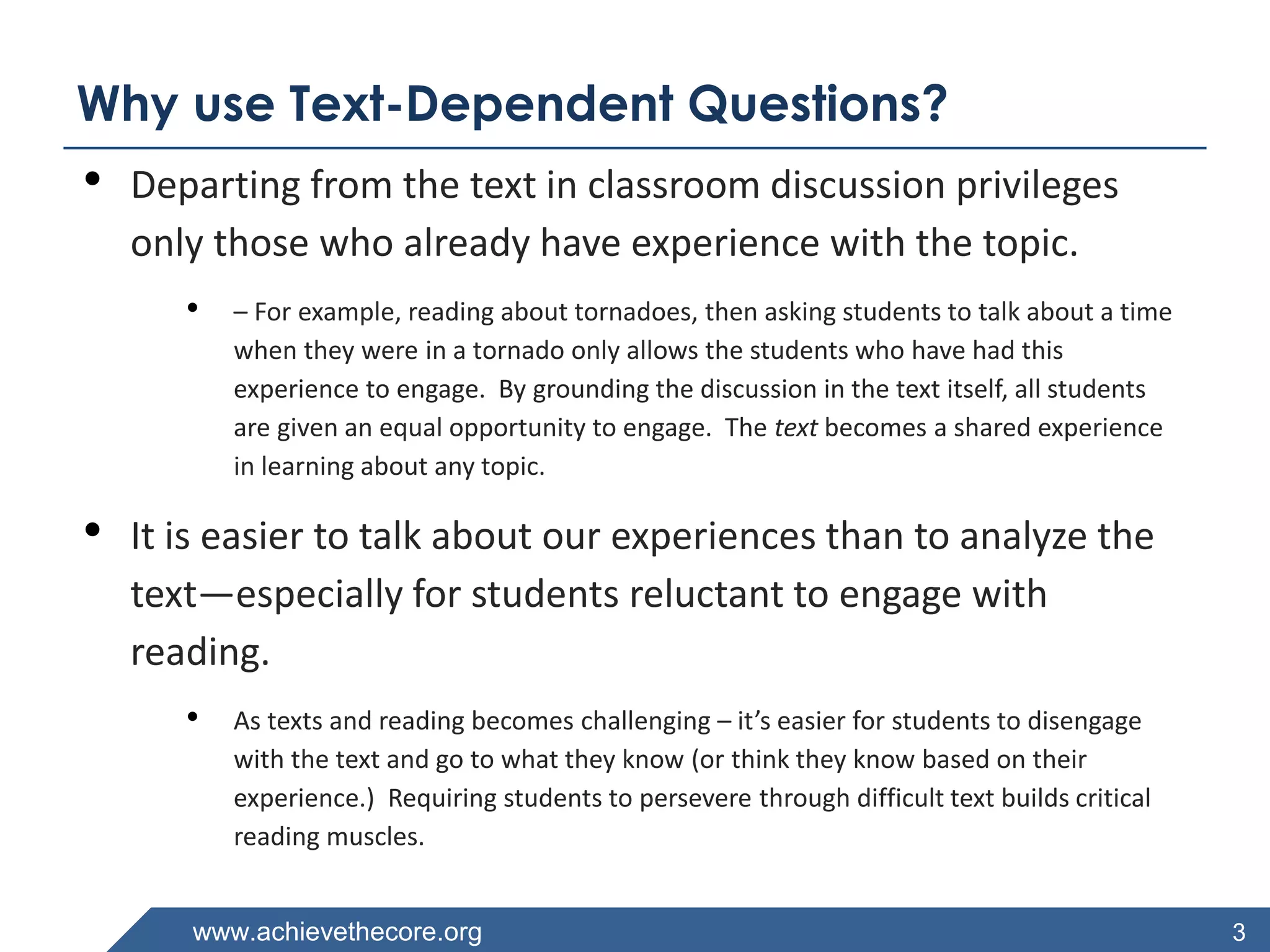 Domain 3 and text dependent questions dec 5 | PPT