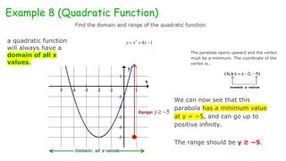 Domain and range (linear, quadratic, rational functions) | PDF