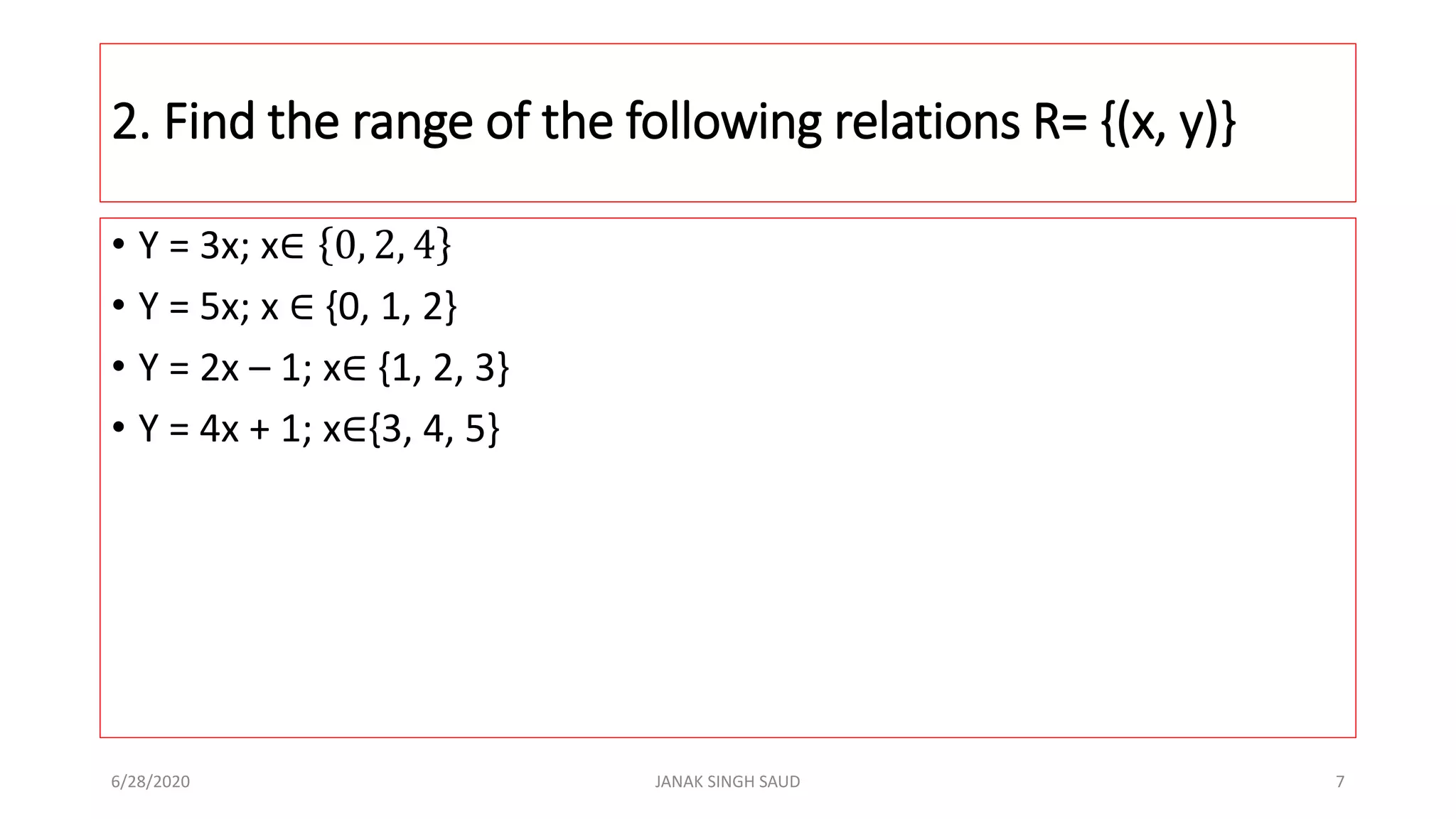 Domain and range of a RELATION | PPSX