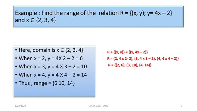 Domain and range of a RELATION | PPSX | Programming Languages | Computing