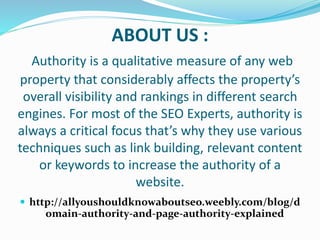 Domain authority and page authority explained | PPT