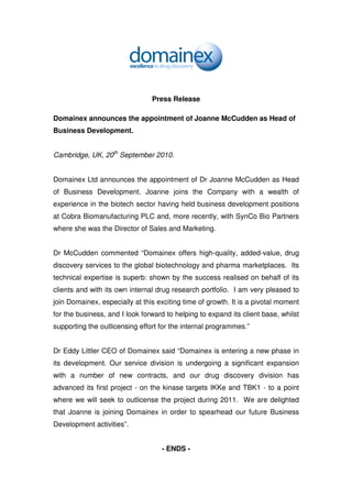 Domainex McCudden Press Release | PDF