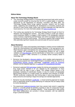 Domainex TSB Funding Awarded For Cancer Program | PDF