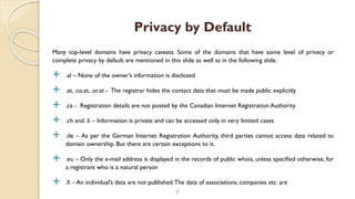 Domain Privacy: Privacy by Default and Privacy Forbidden | PPTX