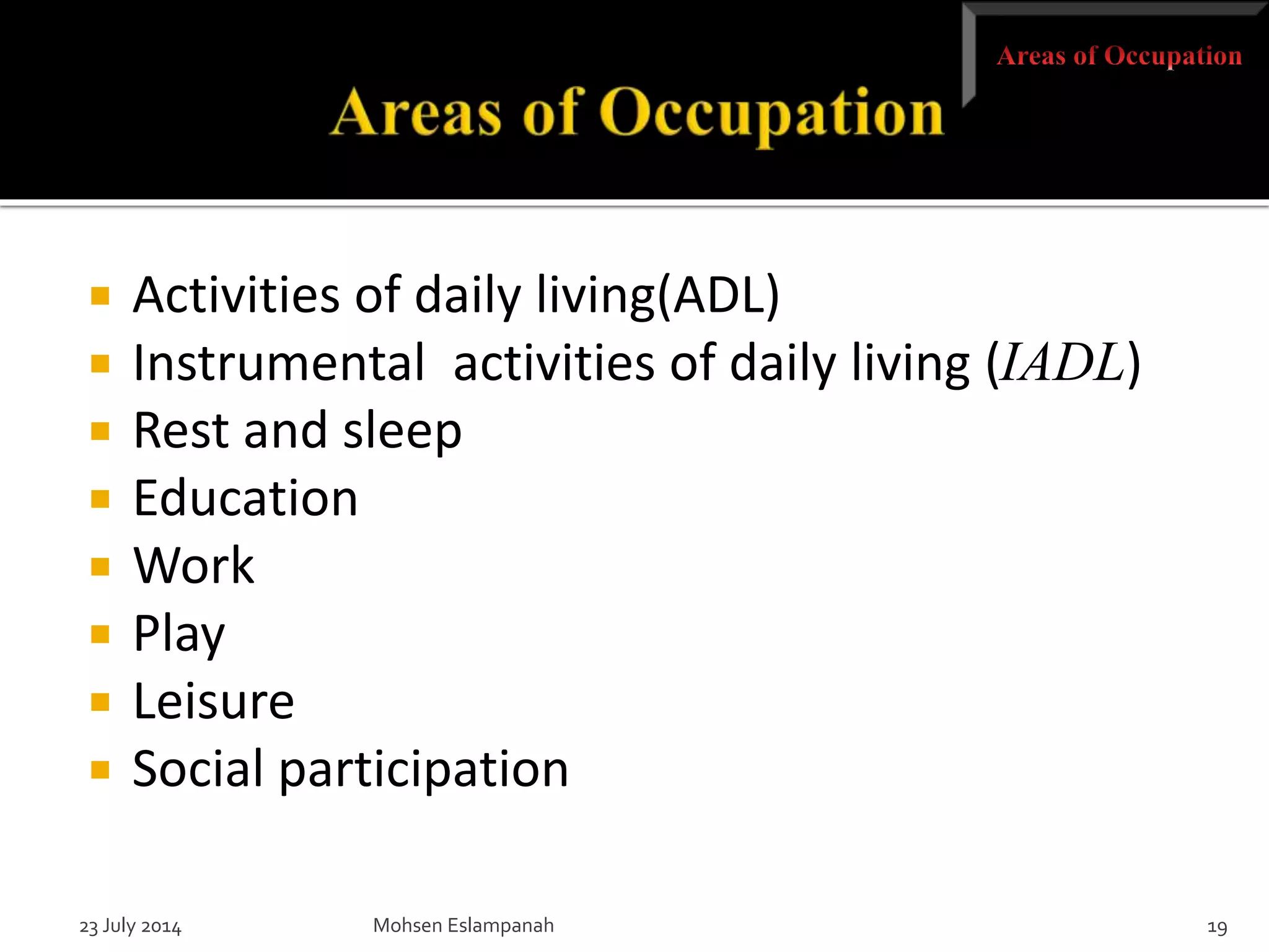 Occupational Therapy Practice Framework :Domain & process 2nd Edition ...