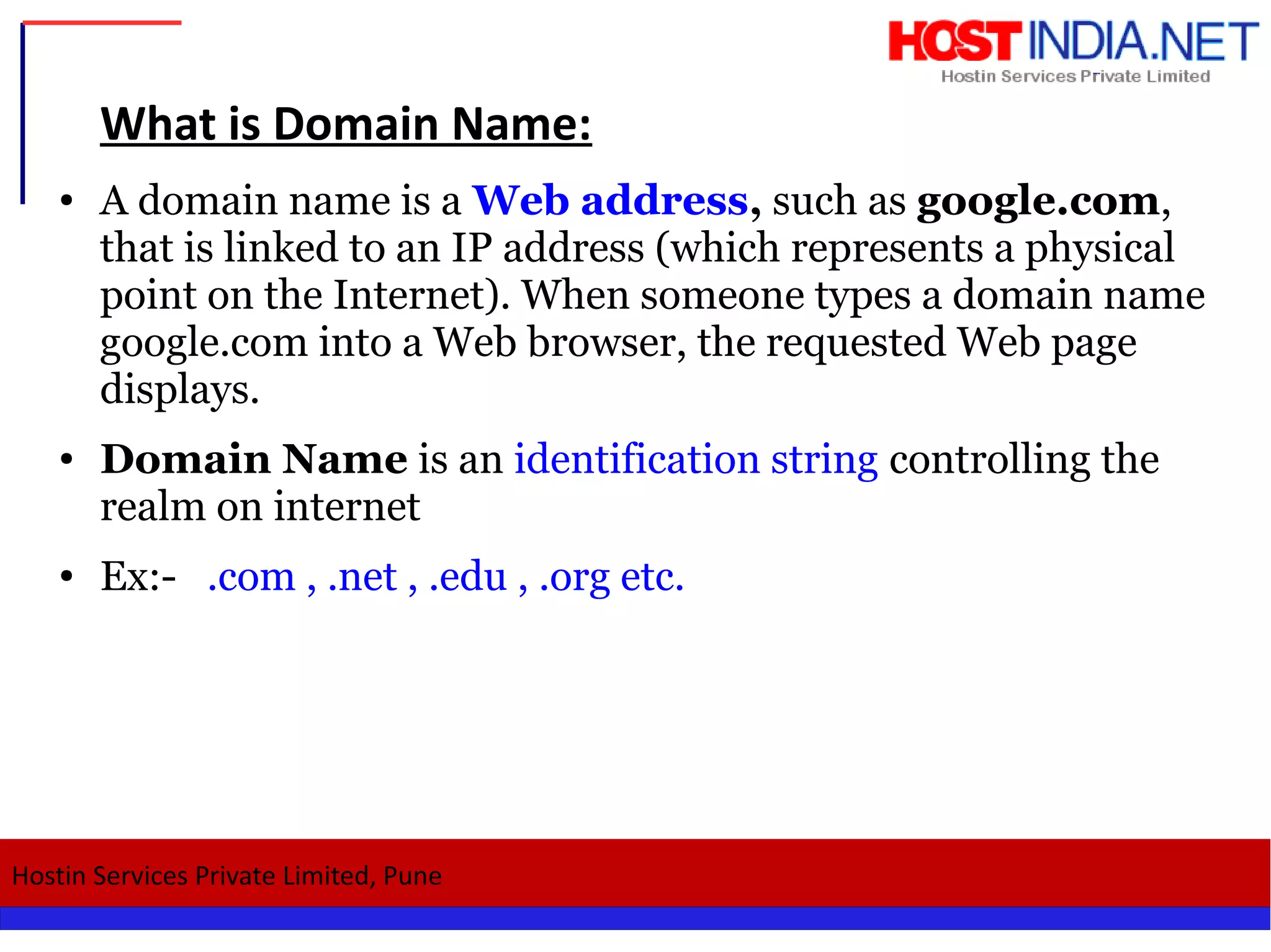 What is domain name and domain registration - hostindia.net
