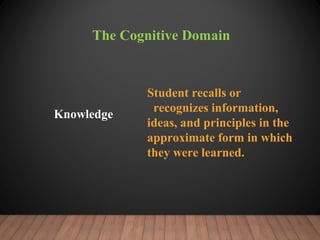 Cognitive Domain(Bloom Taxonomy) In Curriculum Development | PPT