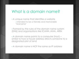 Domains Explained | PPTX | Web Hosting | Internet