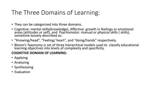 Domains of learning | PPTX | Education
