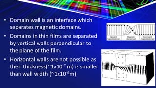 Domain walls and switching in magnetic thin film devices | PPTX