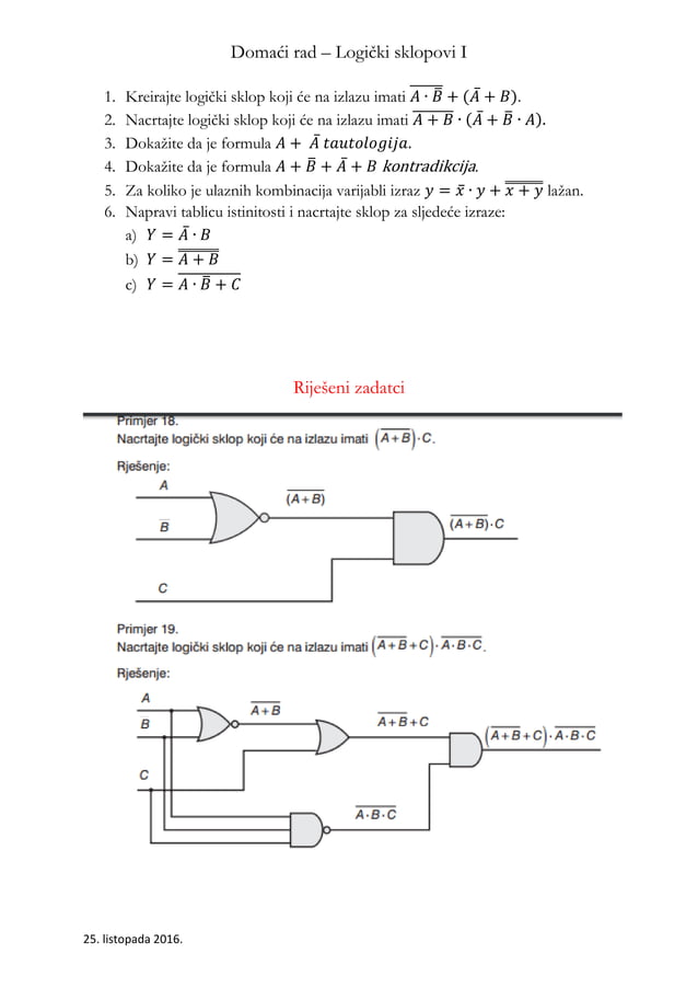 Domaći rad logički sklopovi i | PDF