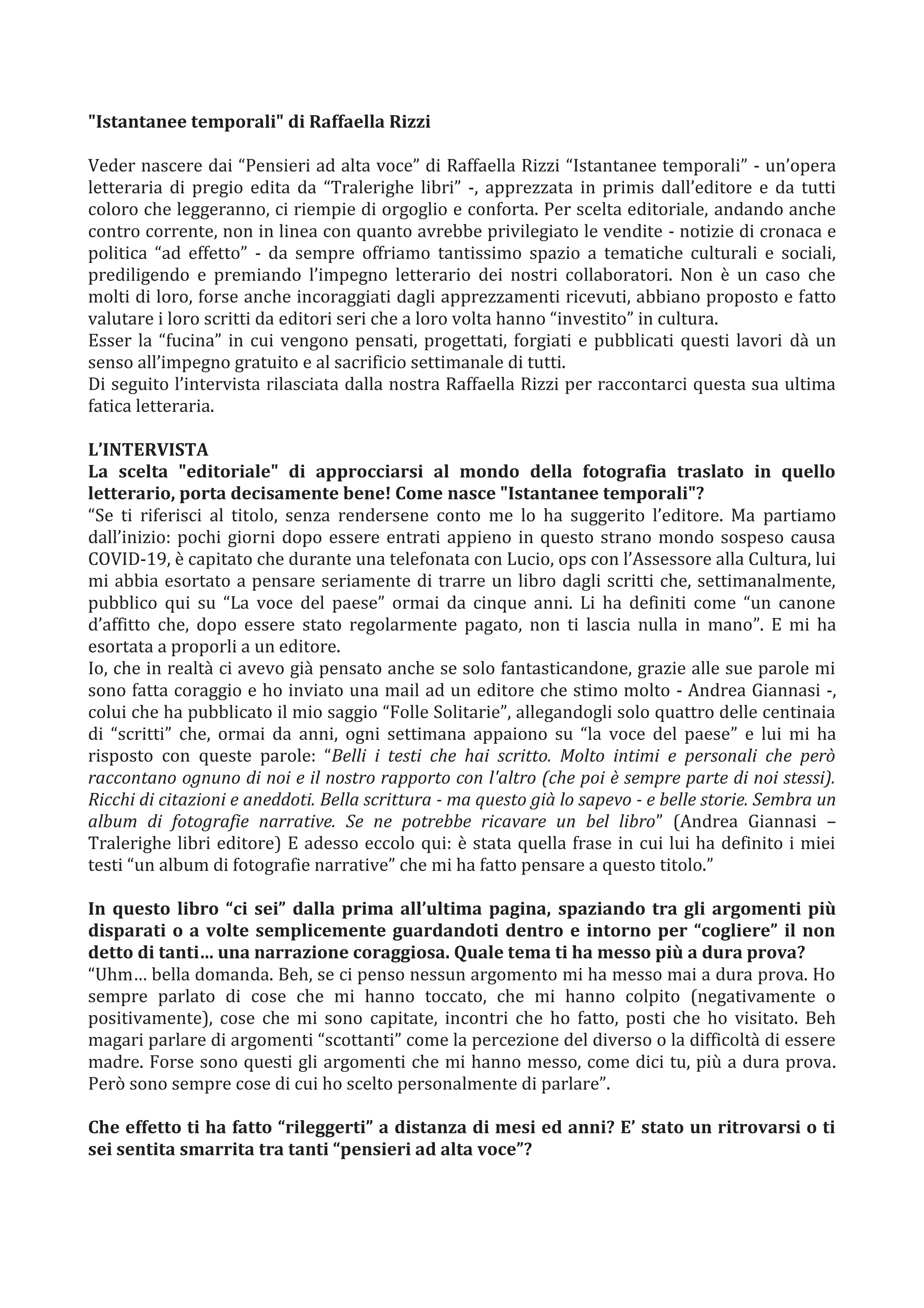 intervista Raffaella Rizzi | PDF