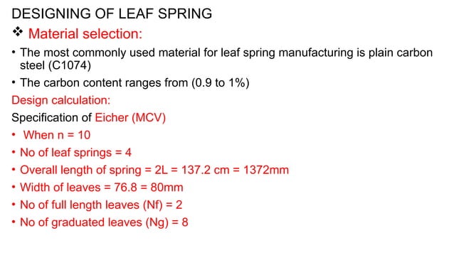 Design of machine elements - leaf spring design and calculation | PPT