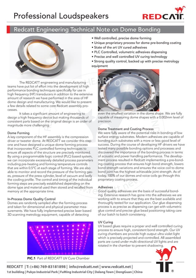 REDCATT TECH PAPER== Speaker Transducer Dome bonding | PDF