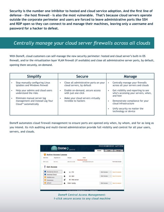 Dome9 Brochure | PDF | Cloud Computing | Internet