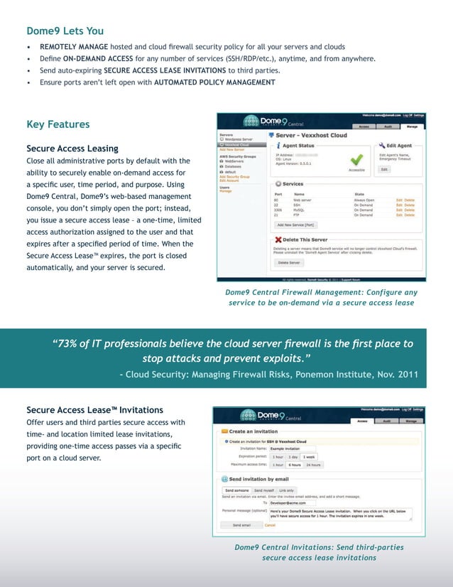 Dome9 Brochure | PDF | Cloud Computing | Internet