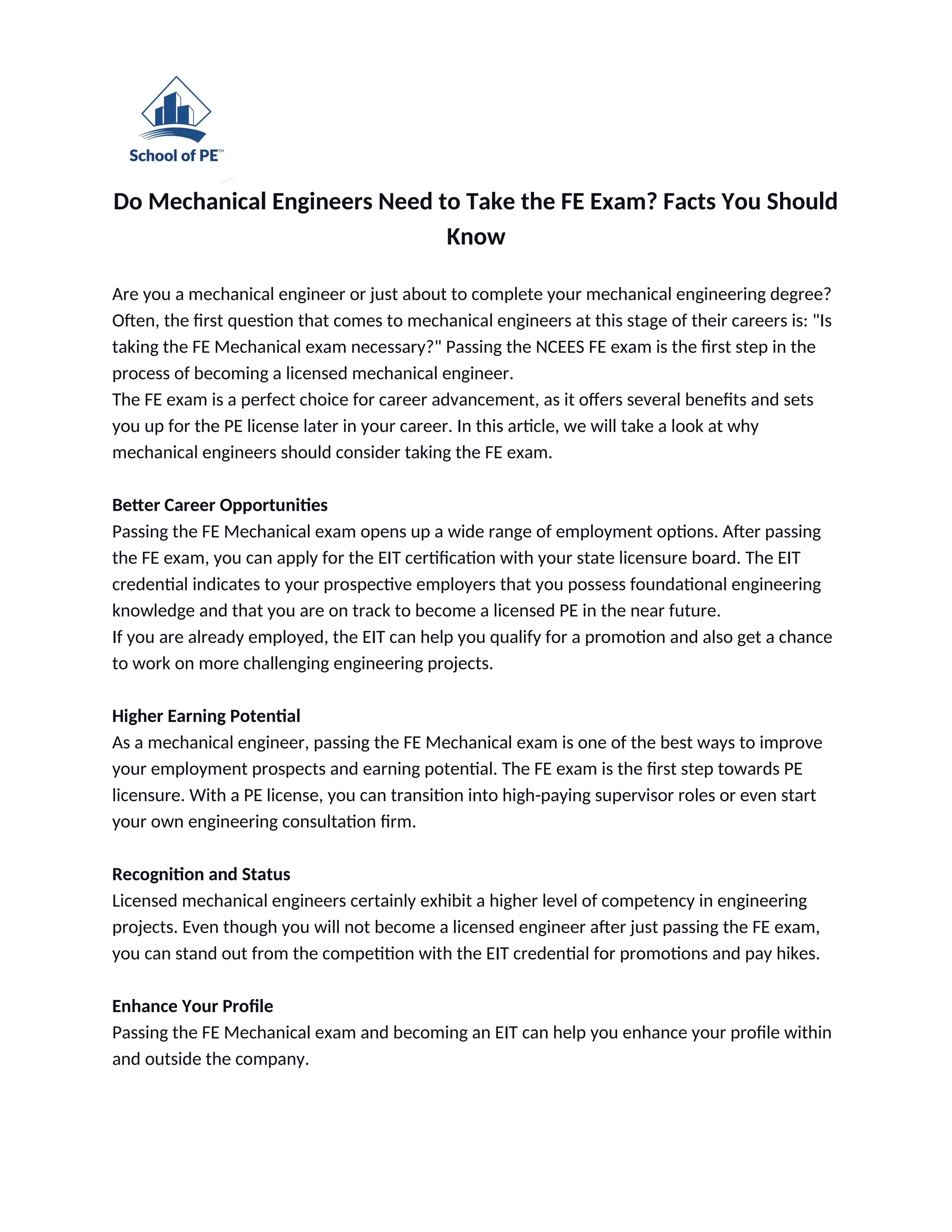 Do Mechanical Engineers Need to Take the FE Exam Facts You Should Know ...