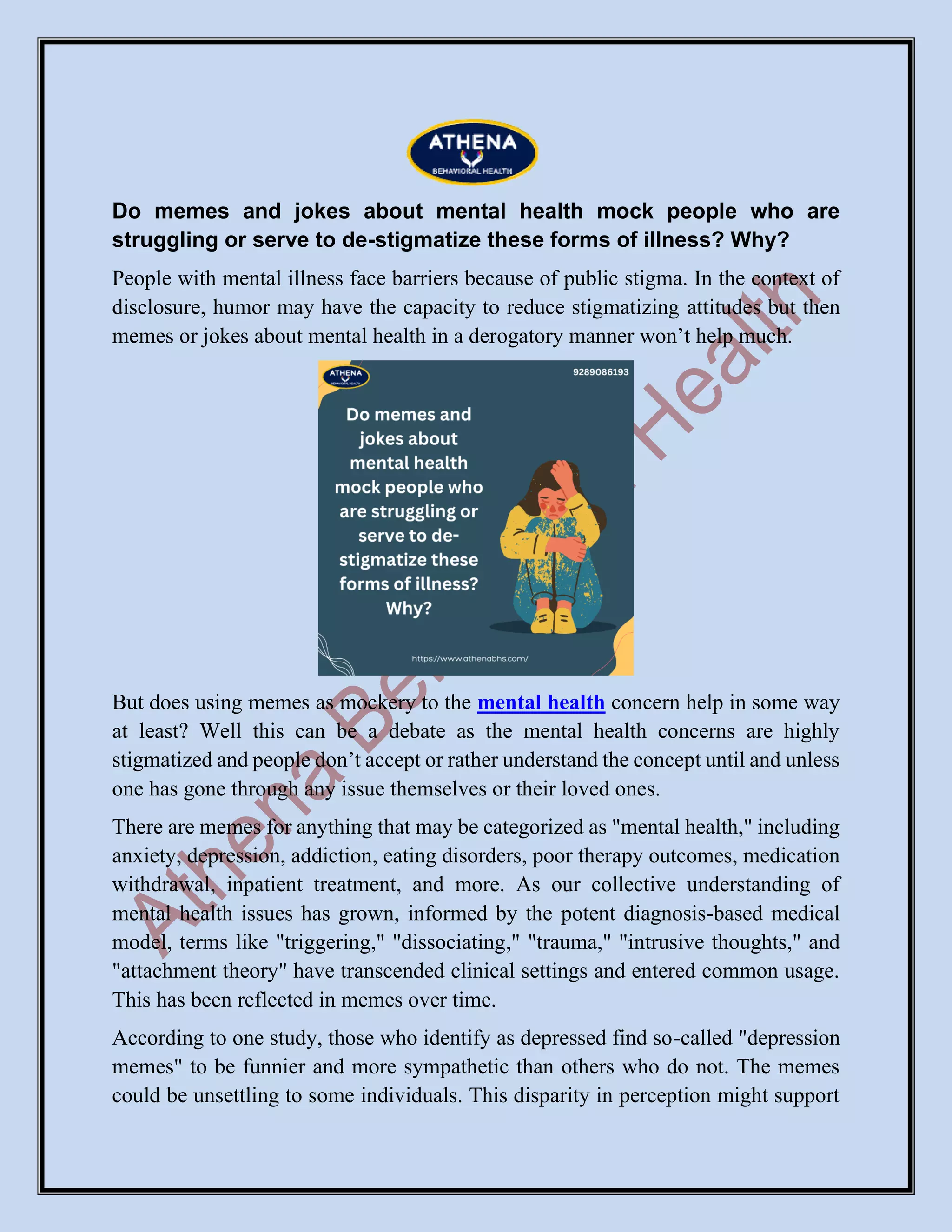 Do memes and jokes about mental health mock people who are struggling ...