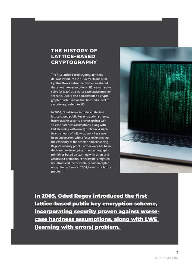 Domen Zavrl - Post-Quantum Cryptography: Lattice-Based Cryptography | PDF