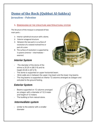 The dome of the rock (Qubbat Al-sakhra) structural system and load ...