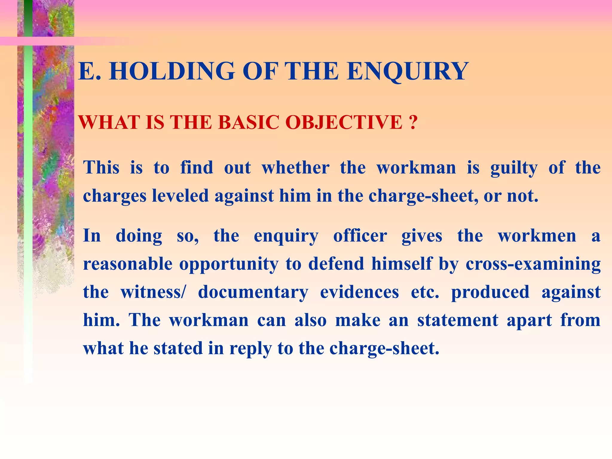 Domestic enquiry-procedure-ppt-industrial-relations | PPTX