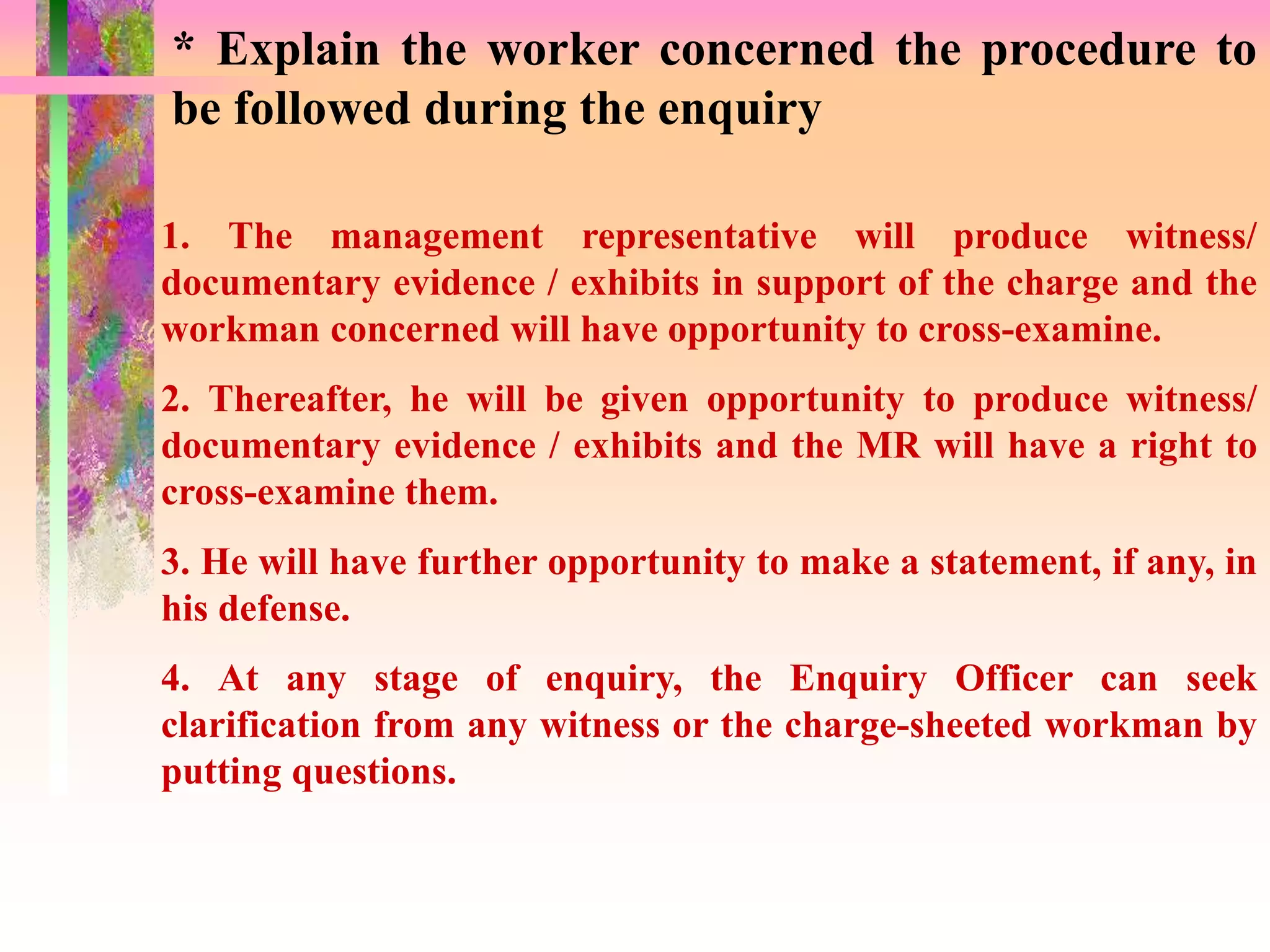 Domestic enquiry-procedure-ppt-industrial-relations | PPTX