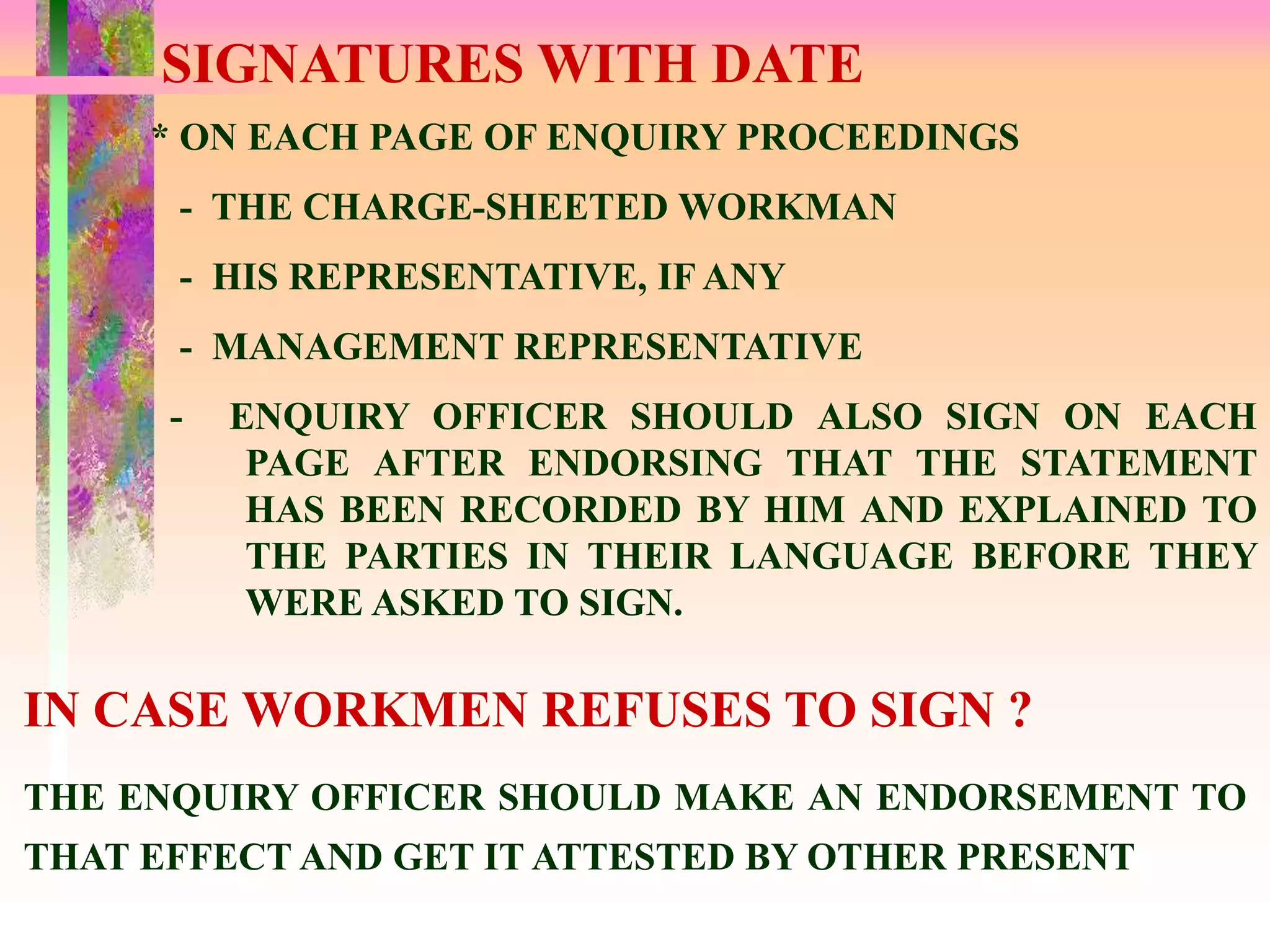 Domestic enquiry-procedure-ppt-industrial-relations | PPTX