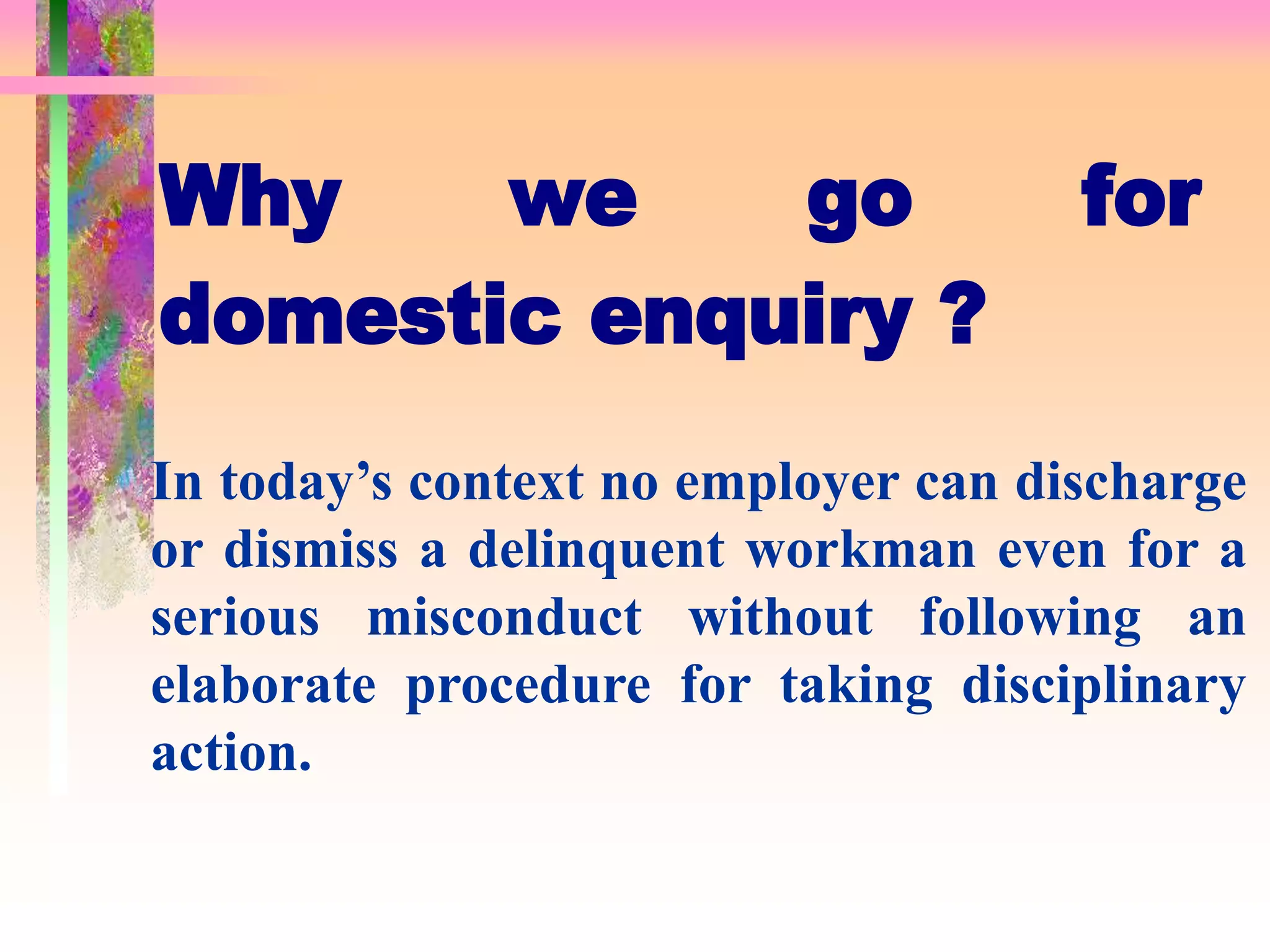Domestic enquiry-procedure-ppt-industrial-relations | PPTX