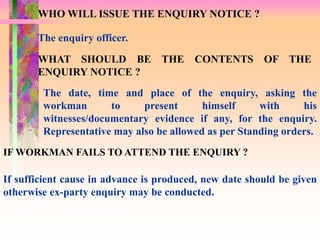 Domestic enquiry-procedure-ppt-industrial-relations | PPTX